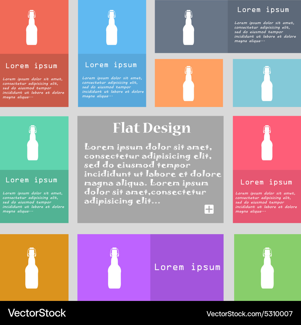 Bottle icon sign set multicolored buttons Vector Image
