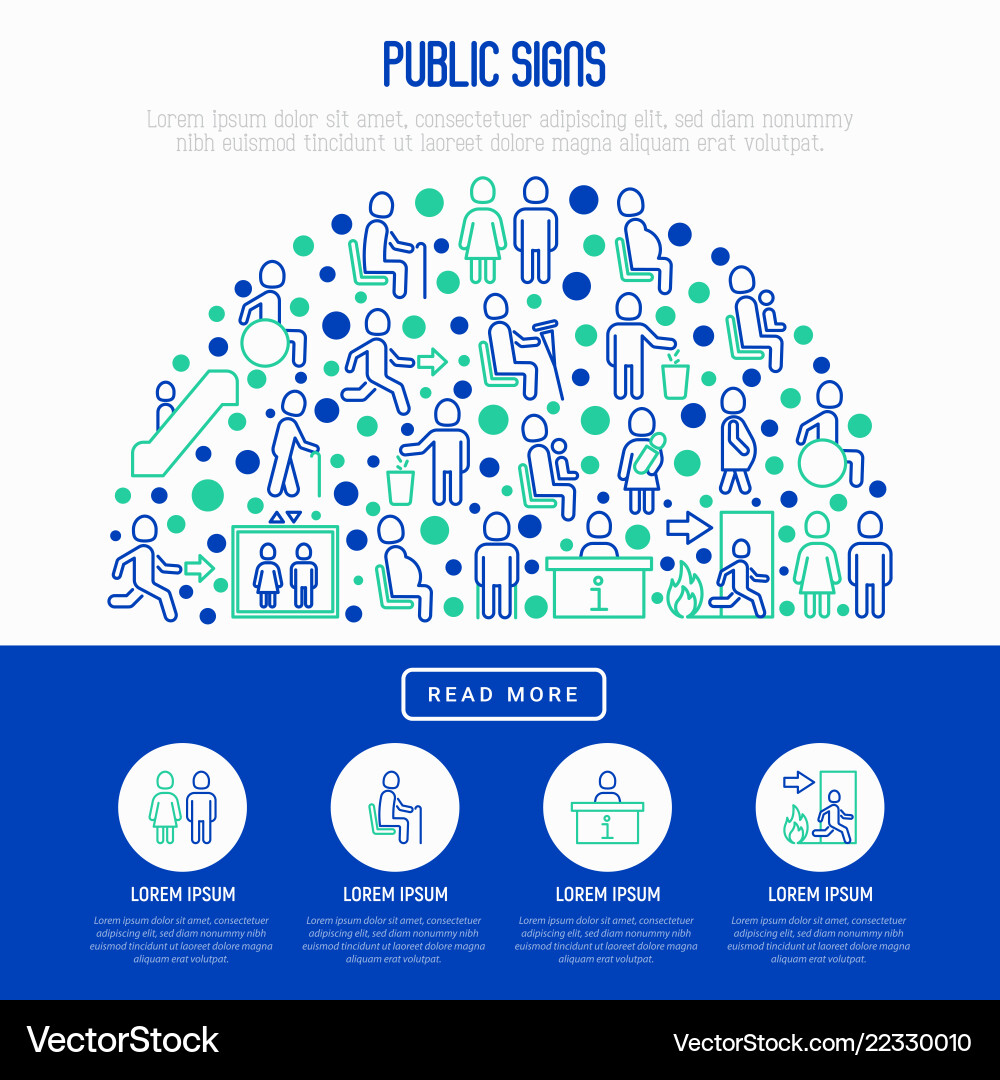 Public signs concept in half circle Royalty Free Vector