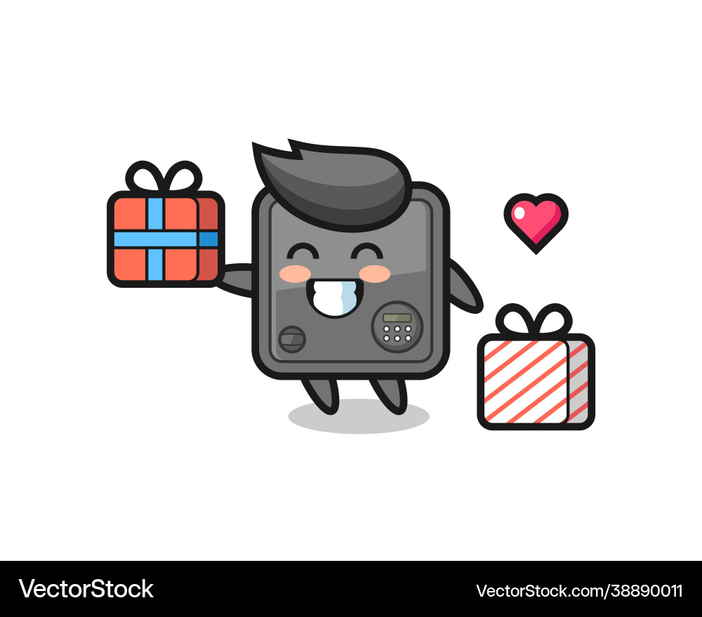 Safe box mascot cartoon giving gift Royalty Free Vector