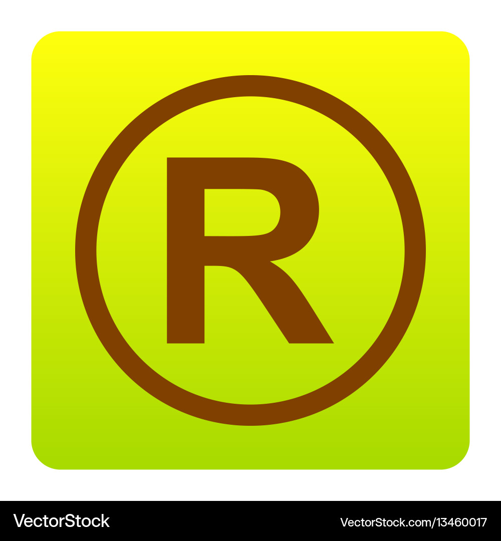 Registered trademark sign brown icon Royalty Free Vector