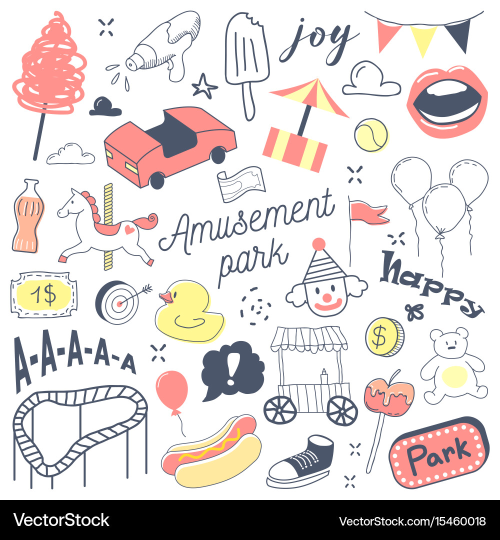 Amusement park freehand hand drawn doodle Royalty Free Vector Image ...