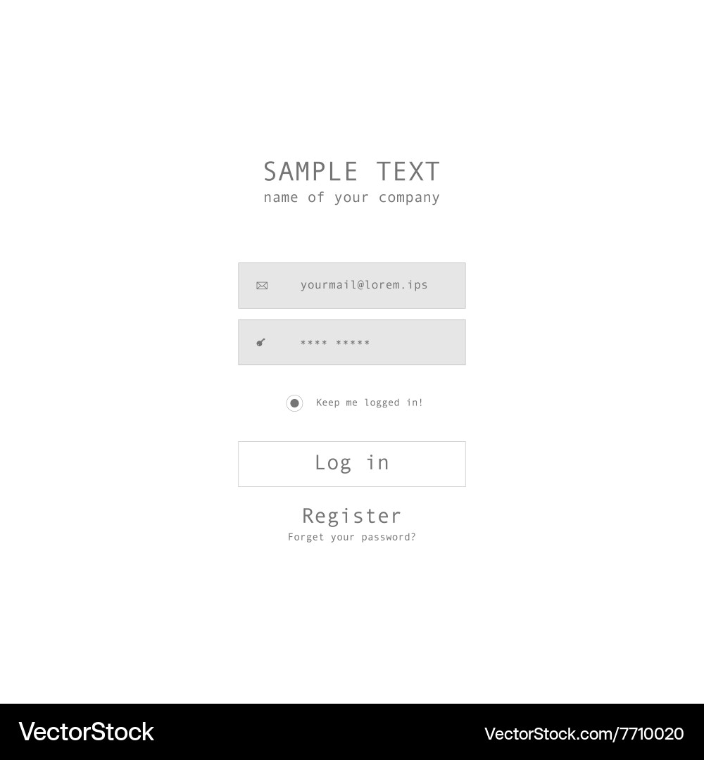 Login form page with white background Royalty Free Vector