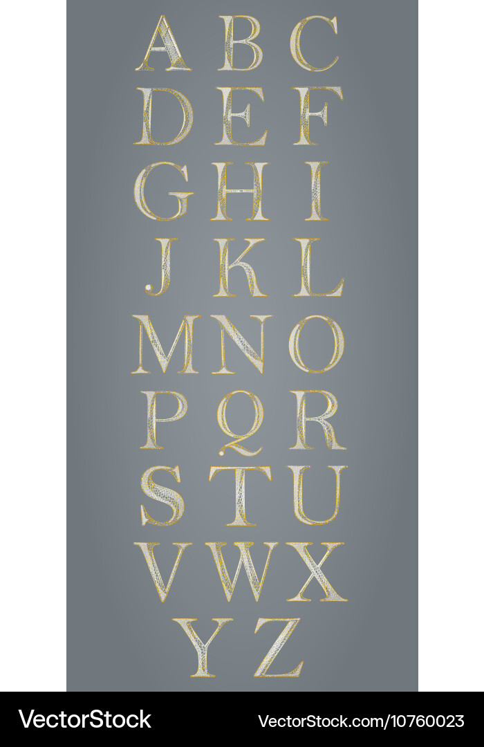 Set with abstract golden letters Royalty Free Vector Image