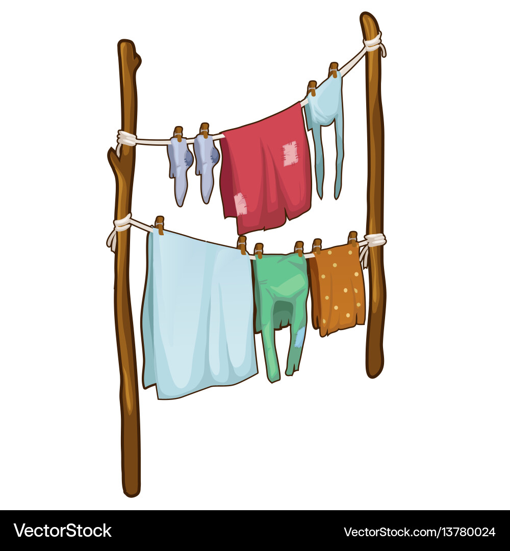 Drying clothes in the fresh air in cartoon style Royalty Free Vector ...