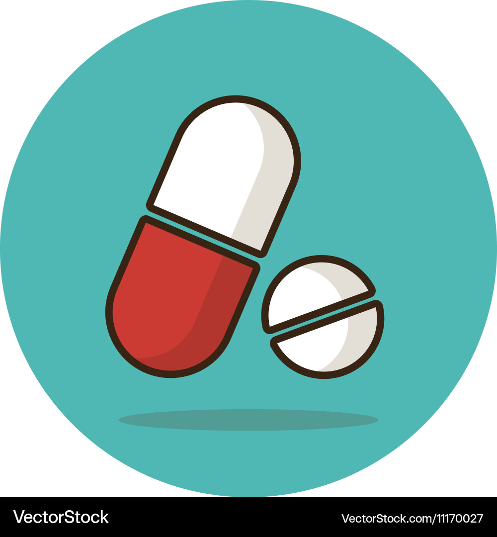 Medical pill flat icon Medication sign Royalty Free Vector