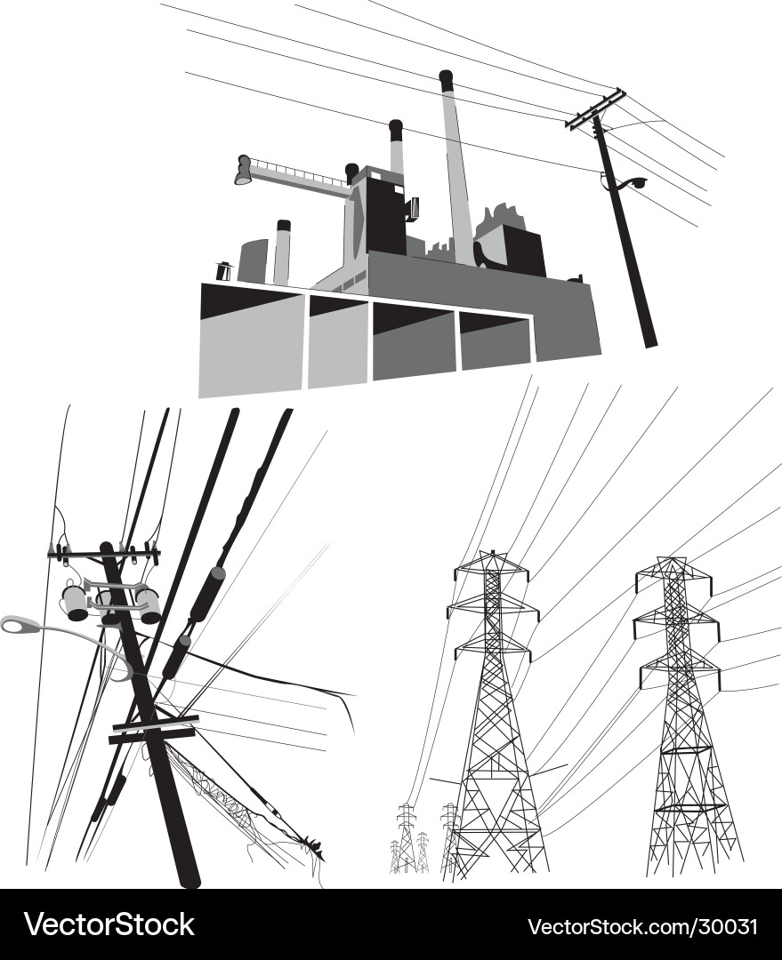 Electricity set of Royalty Free Vector Image - VectorStock