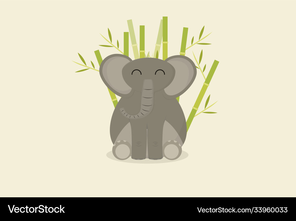 Cartoon cute flat design elephant Royalty Free Vector Image