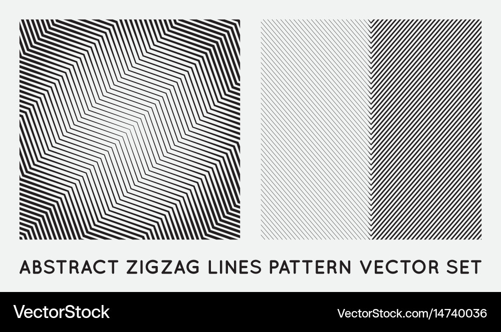 Set oblique edgy zigzag lines pattern Royalty Free Vector