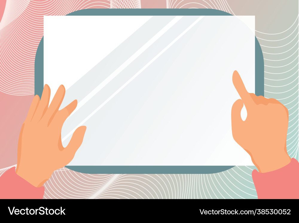 Hands drawing on tablet screen holding screen Vector Image