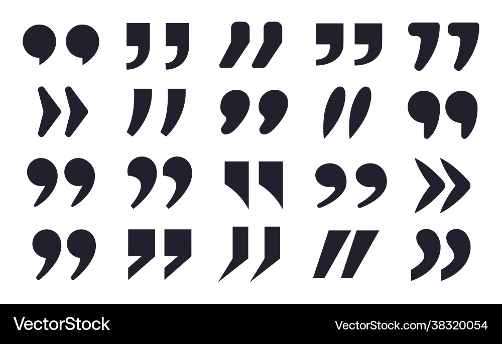 Quote icon quotations marks symbols double comma Vector Image