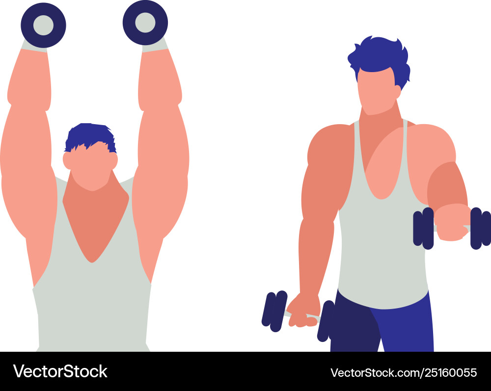 Athletic men weight lifting characters Royalty Free Vector