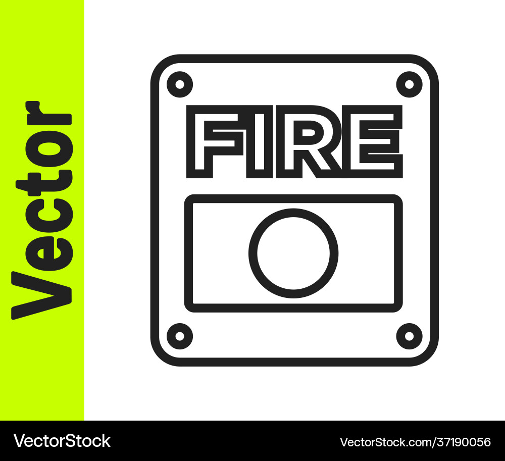 Black line fire alarm system icon isolated Vector Image