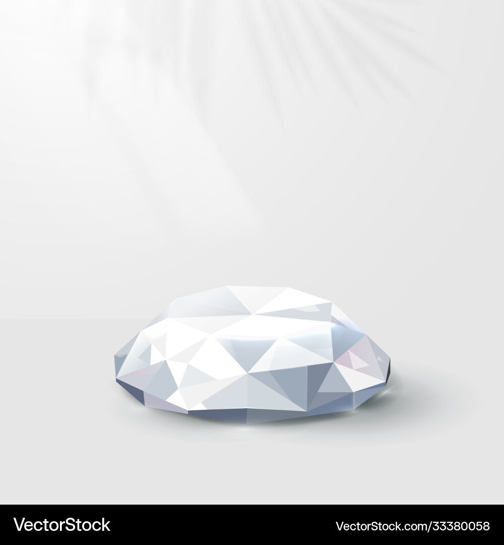 3d white diamonds with reflection podium display Vector Image