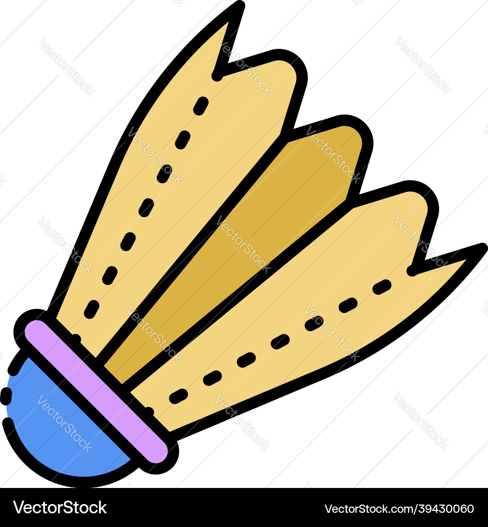 Game shuttlecock icon color outline Royalty Free Vector
