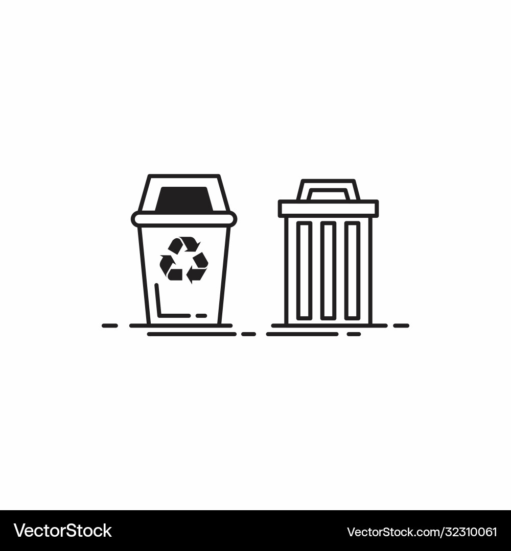 Trash can garbage icon line art Royalty Free Vector Image