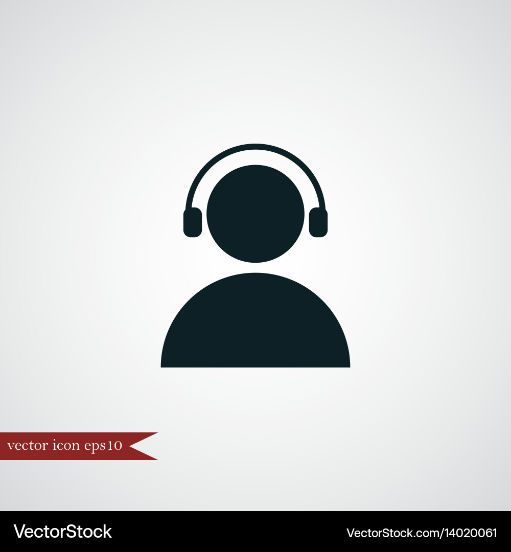 User with headphones icon simple Royalty Free Vector Image