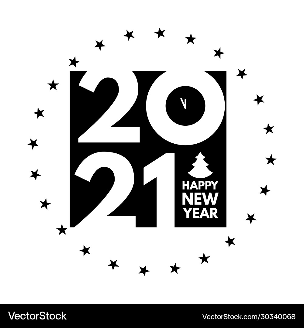 2021 text logo design happy new year label Vector Image