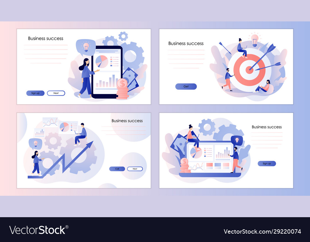 Business success screen template for mobile smart Vector Image