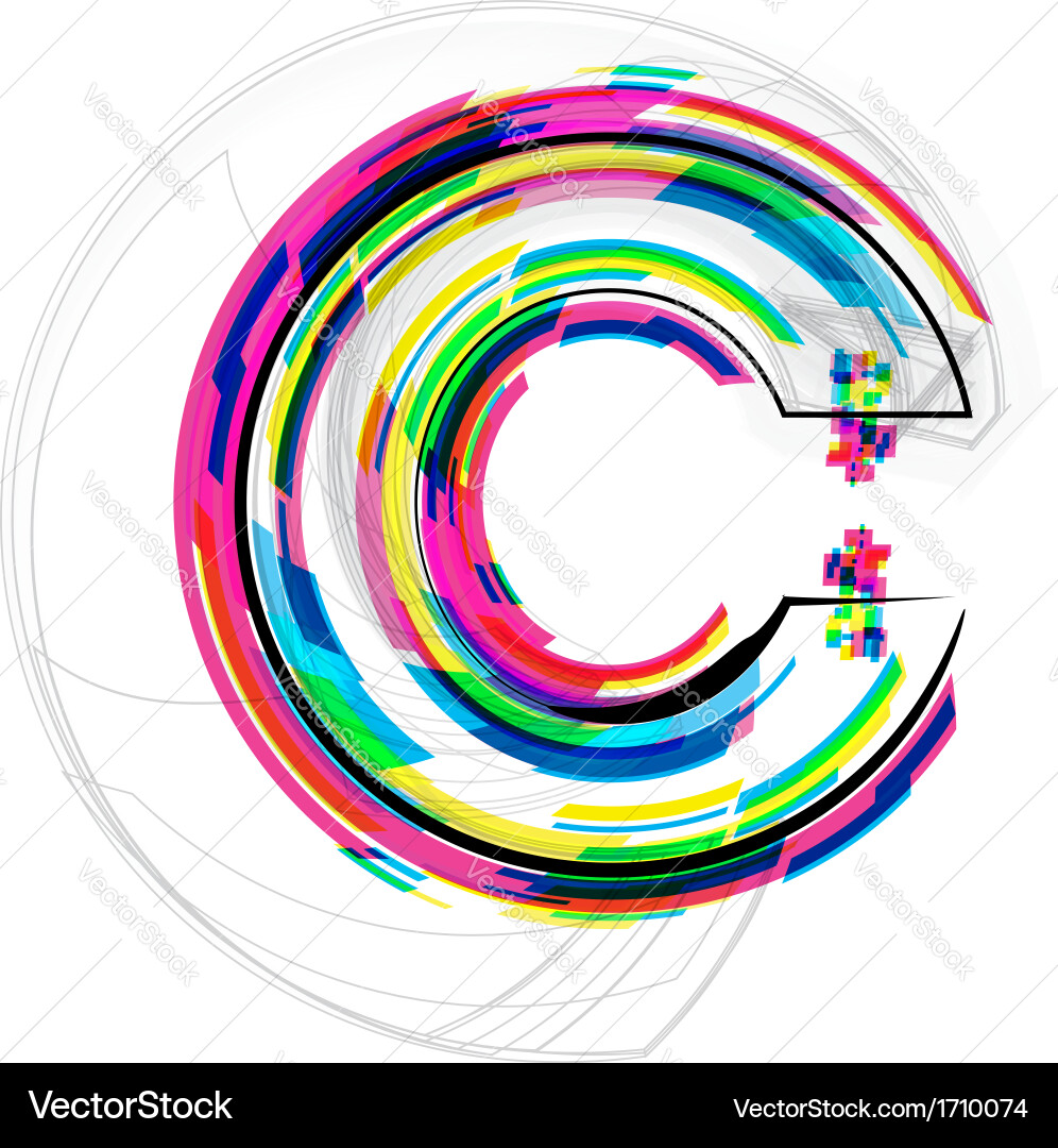 Colorful Font Letter C Royalty Free Vector Image