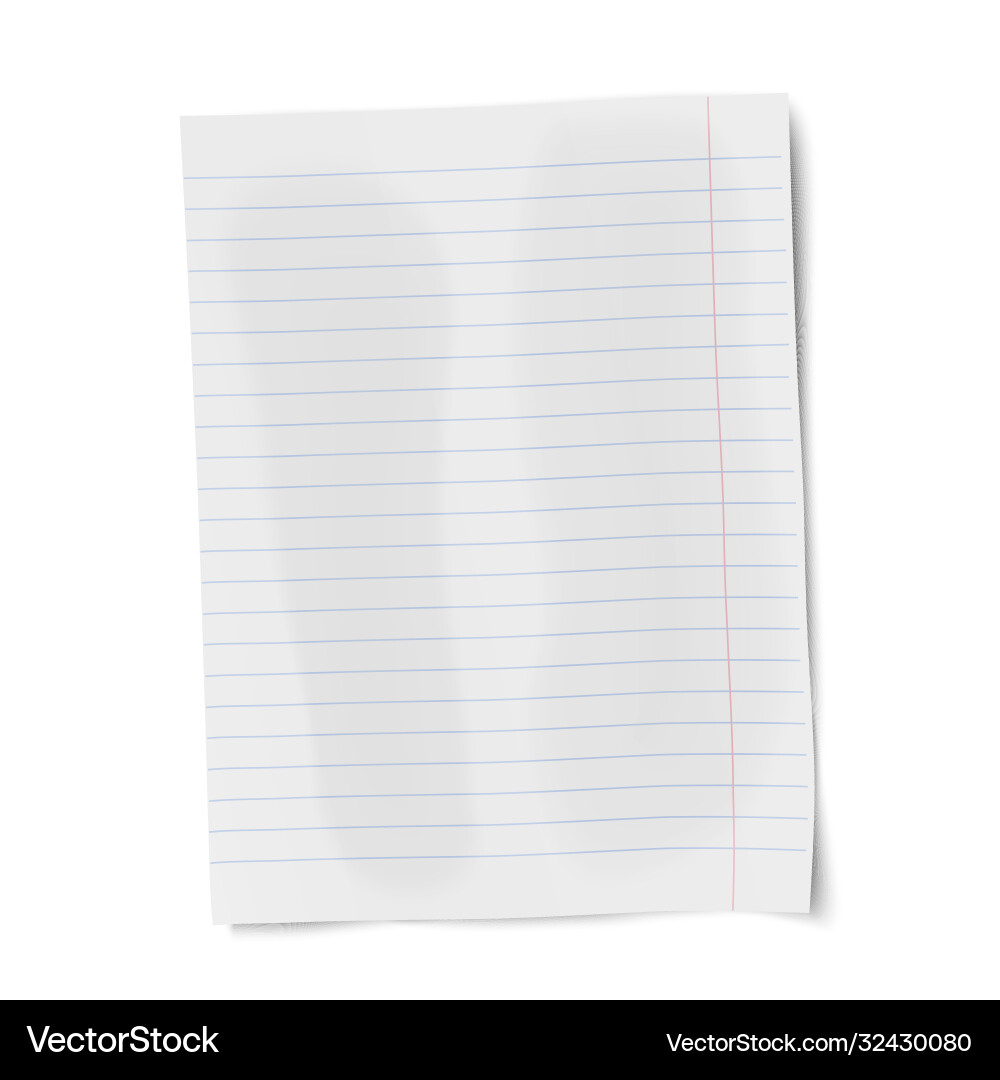 Notebook paper isolated on white background Vector Image