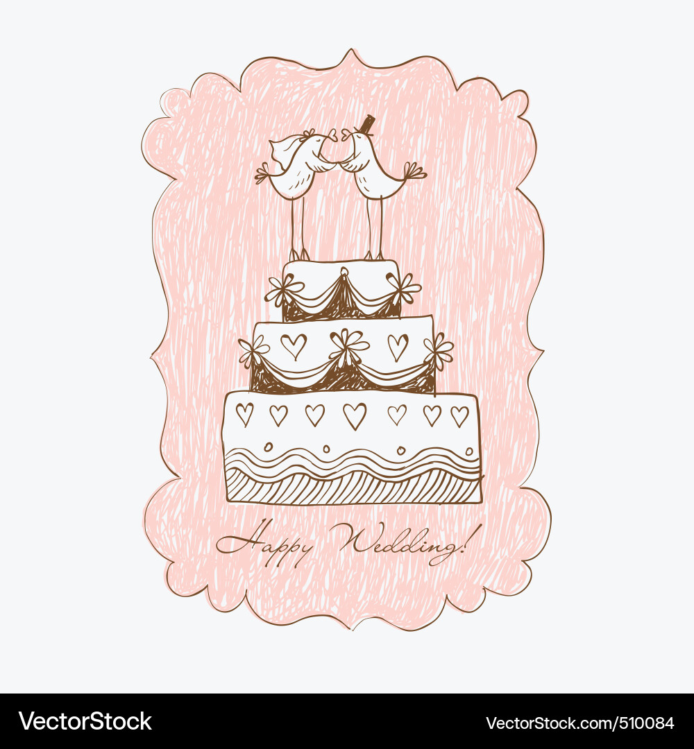 Wedding cake hand draw Royalty Free Vector Image