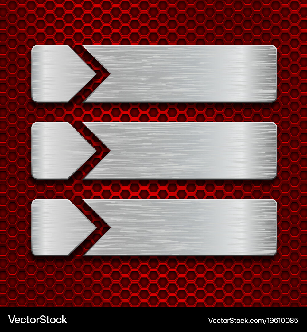 Metal scratched plates on red perforated Vector Image