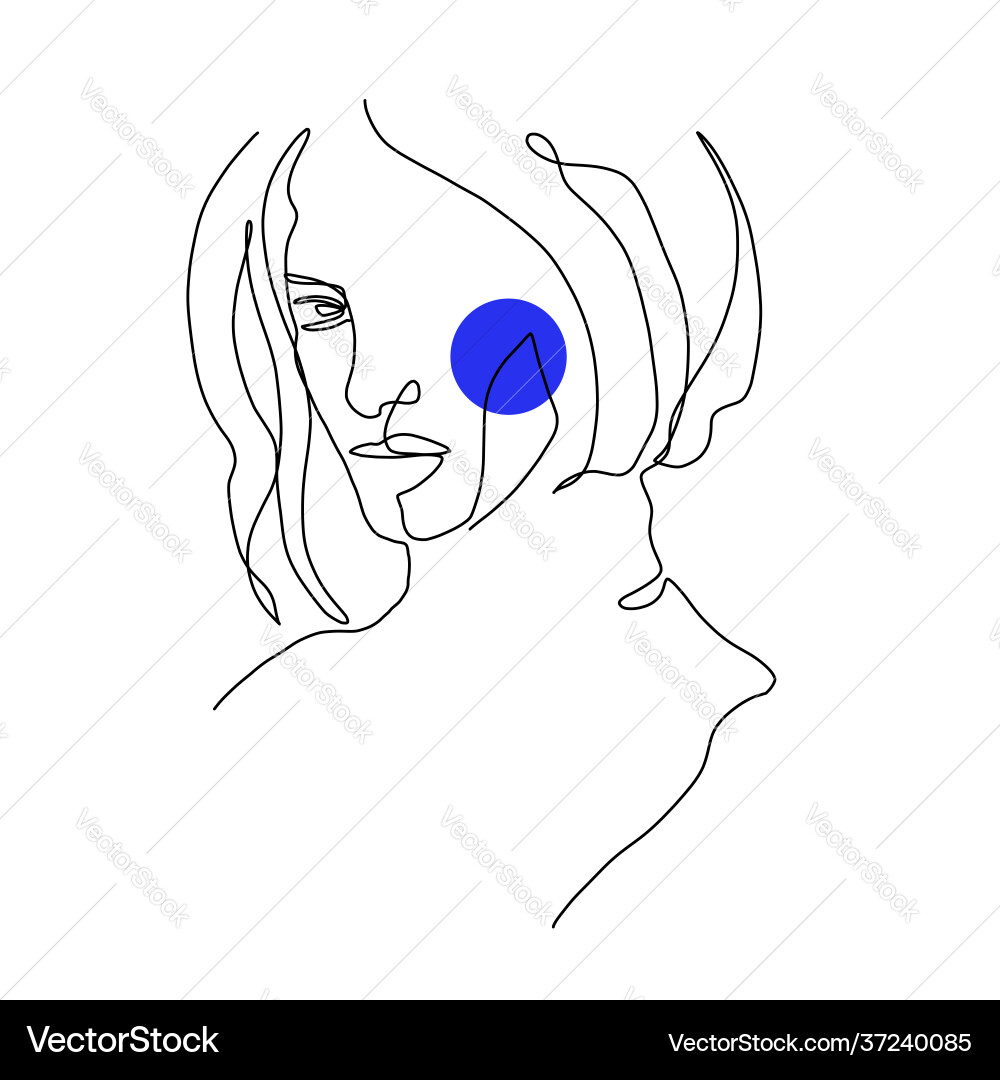 Minimal face drawing in lines Royalty Free Vector Image