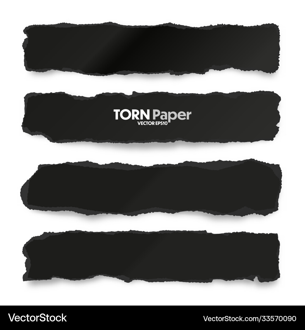 Ripped black paper strips realistic crumpled Vector Image