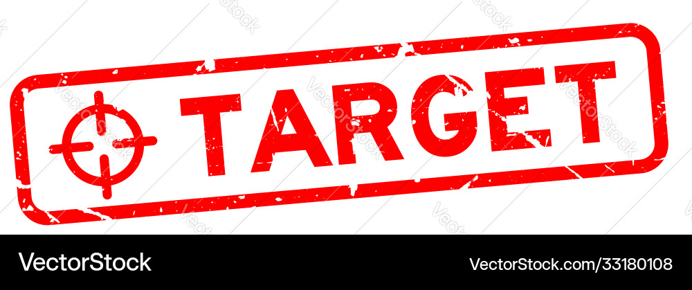 Grunge red target word with scope icon square Vector Image