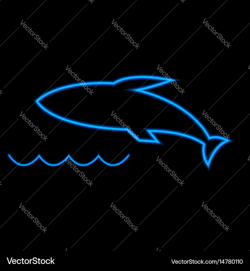 Shark neon lights against a black background Vector Image