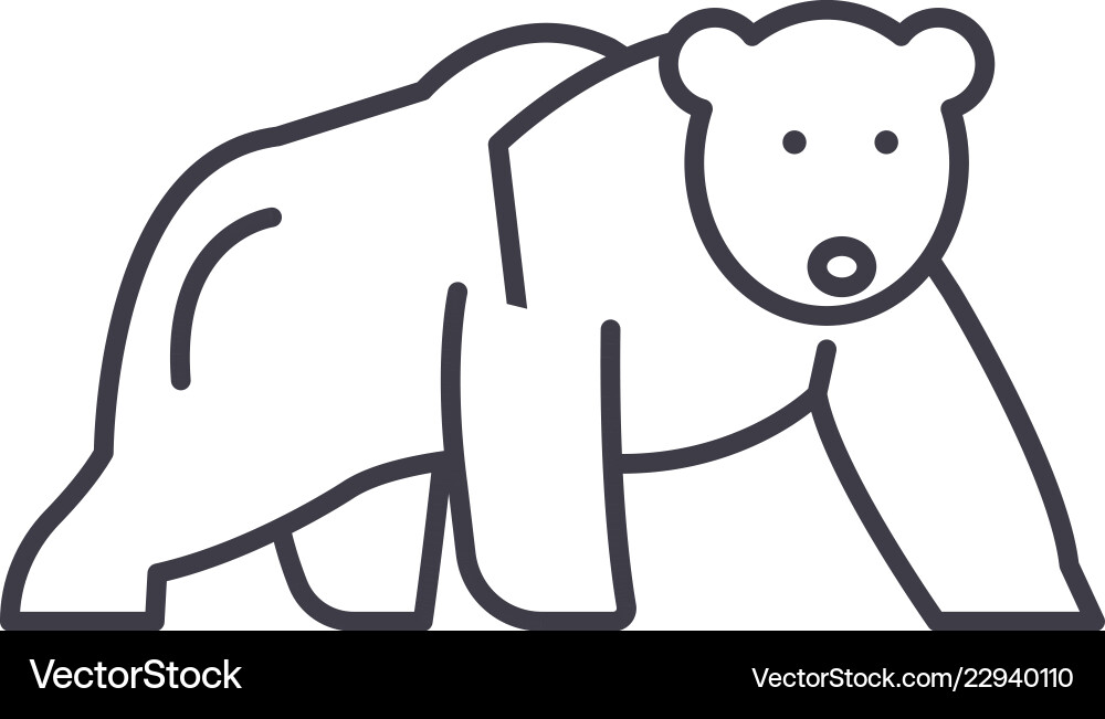 Polar bear line icon concept bear Royalty Free Vector Image