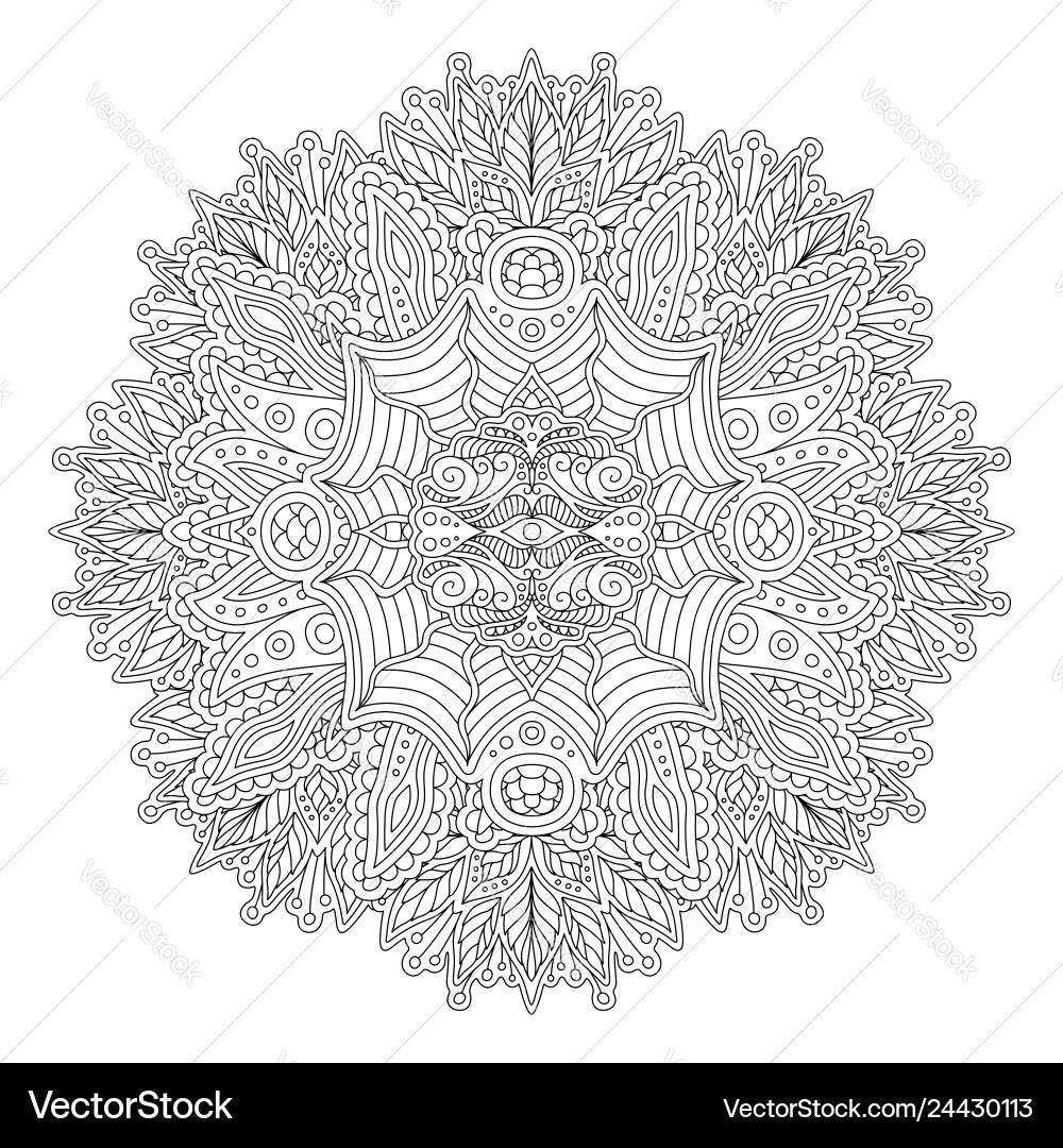 Adult coloring book page with round pattern Vector Image