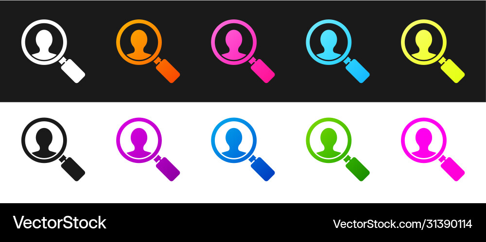 Set magnifying glass for search a people icon Vector Image