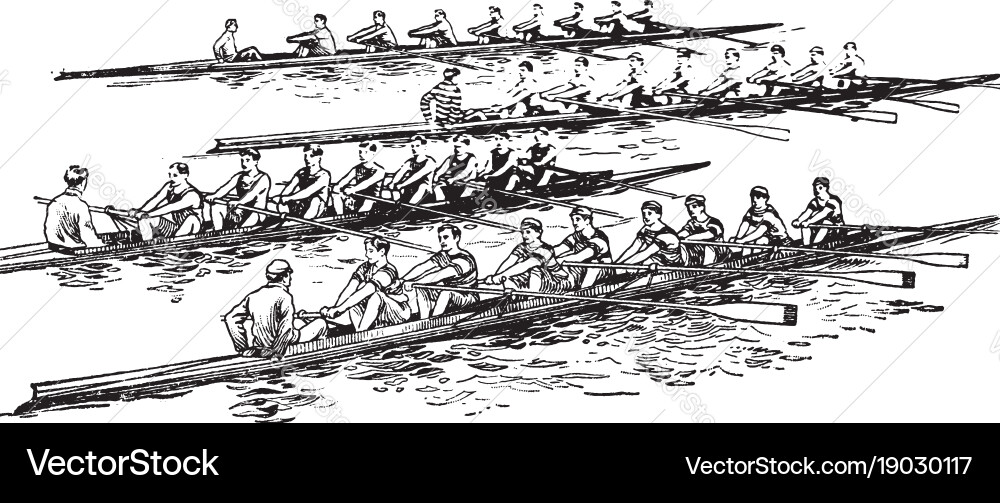 Group rowing vintage Royalty Free Vector Image
