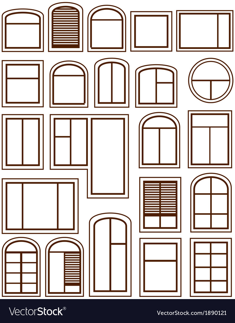 Set isolated windows silhouette Royalty Free Vector Image