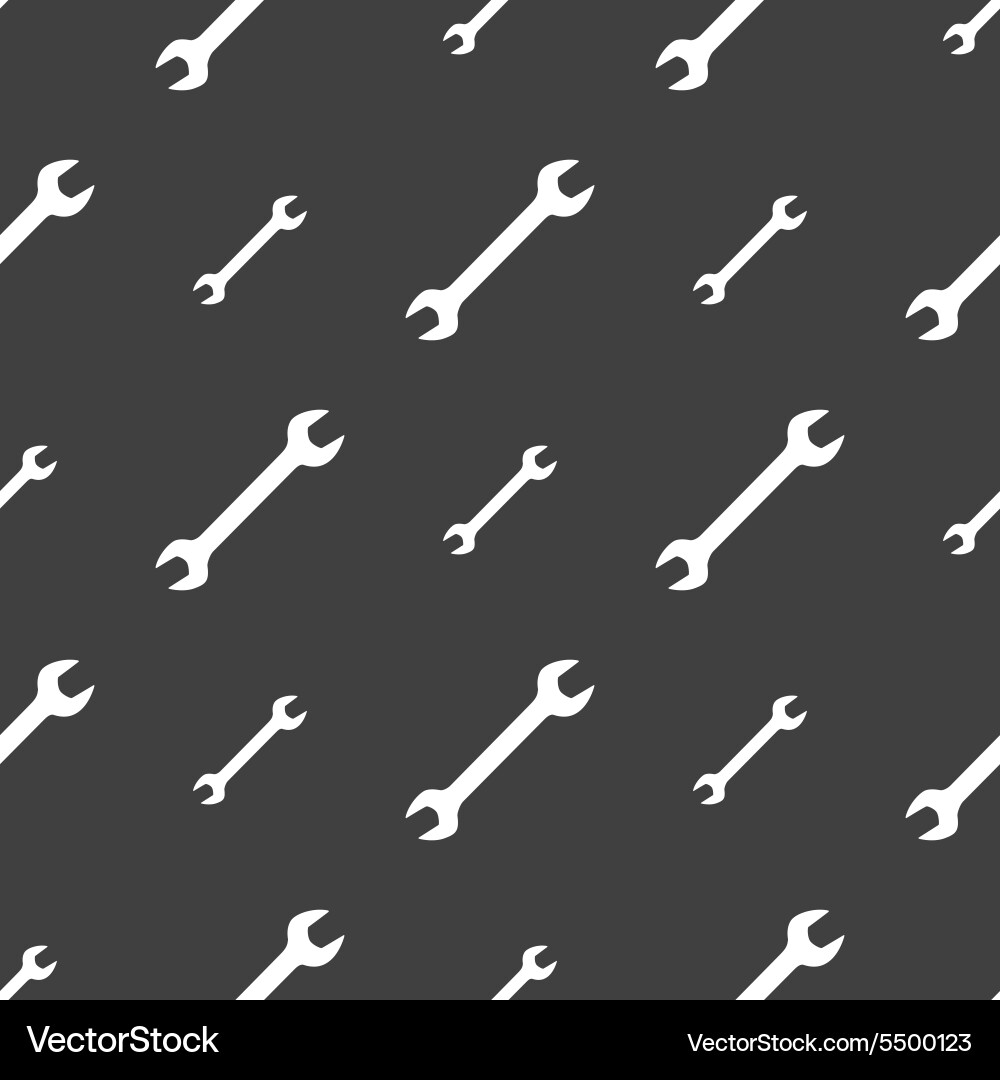 Wrench icon sign seamless pattern on a gray Vector Image