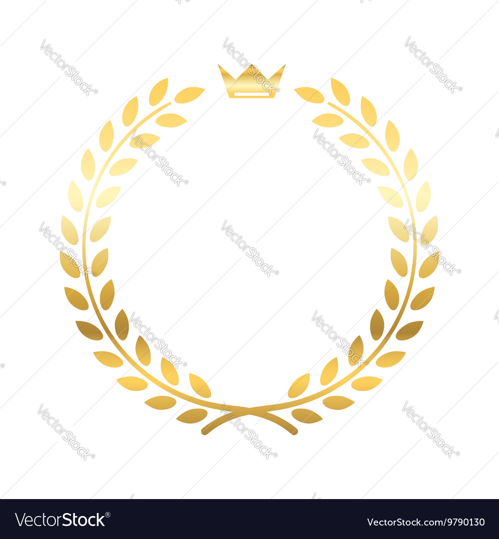 Gold laurel wreath crown Royalty Free Vector Image