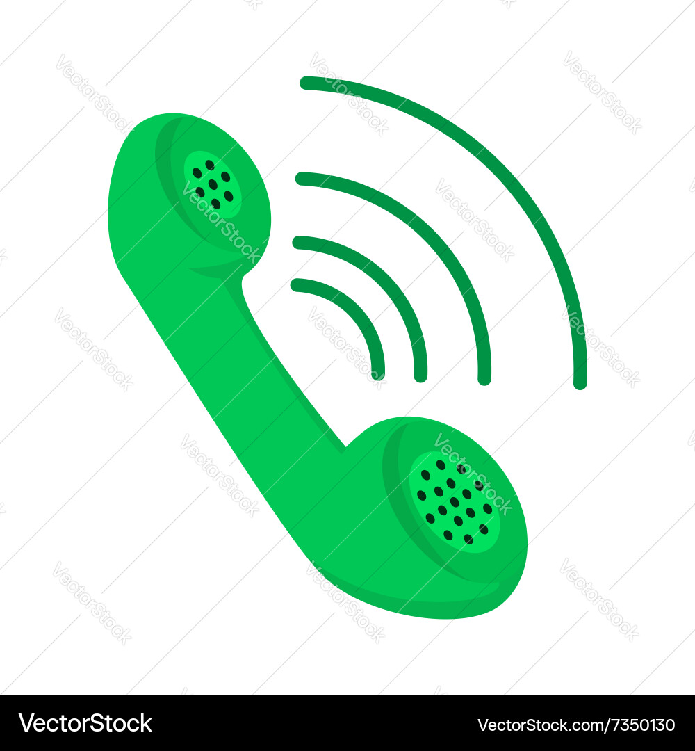 Green telephone receiver cartoon icon Royalty Free Vector