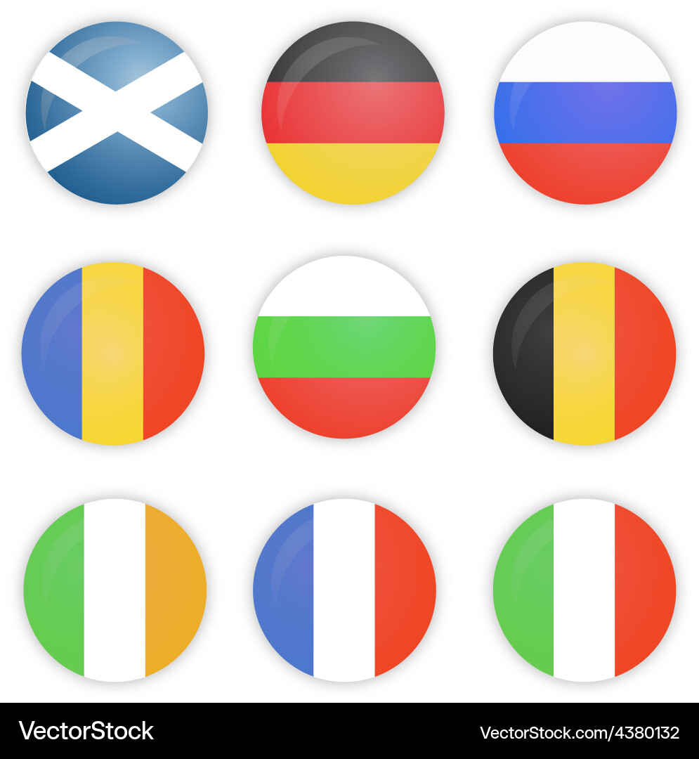 Round flags of europe countries Royalty Free Vector Image