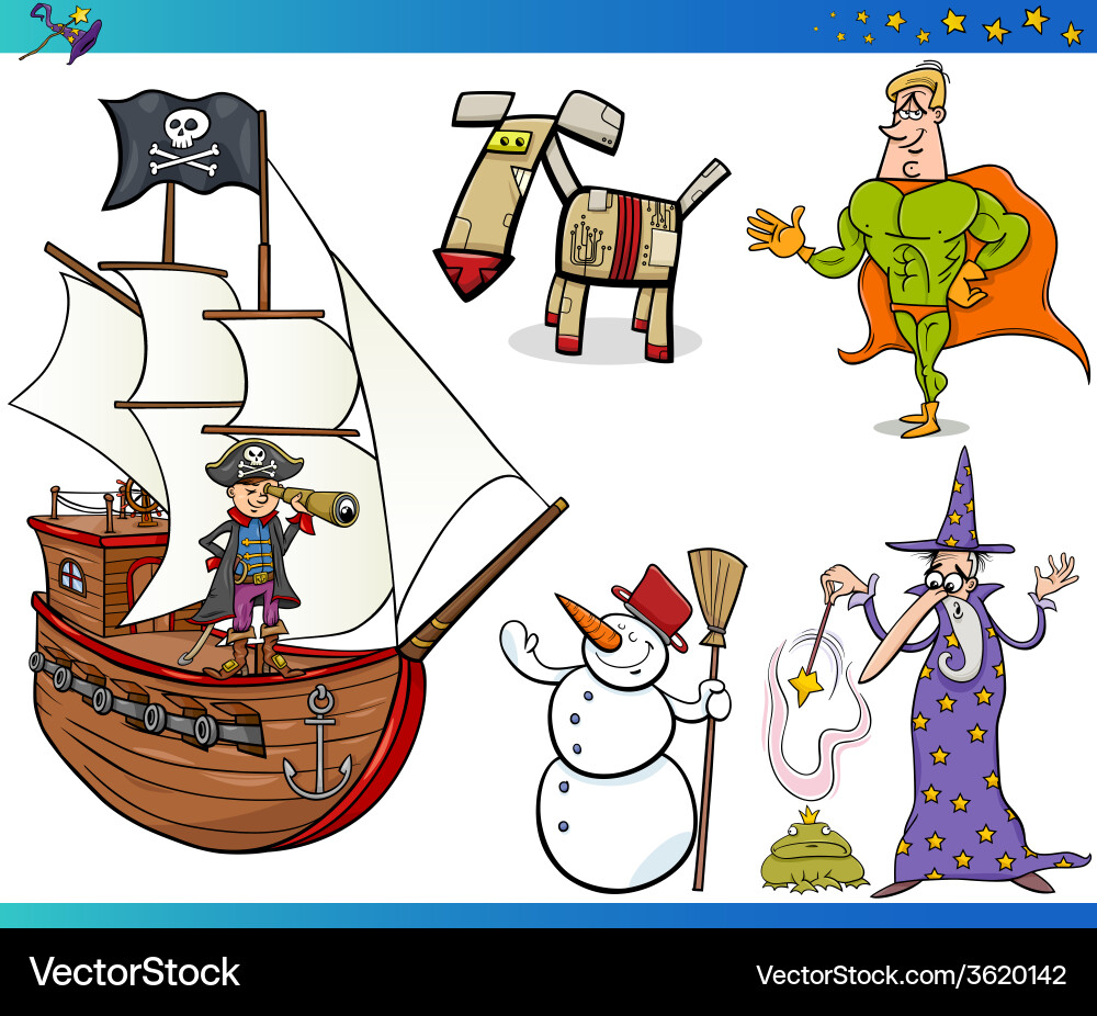 Cartoon Fantasy Characters Set Royalty Free Vector Image