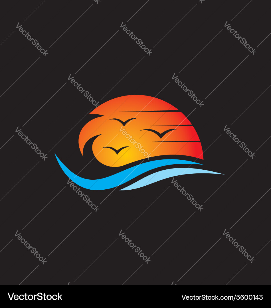 Beach sunset abstract logo Royalty Free Vector Image