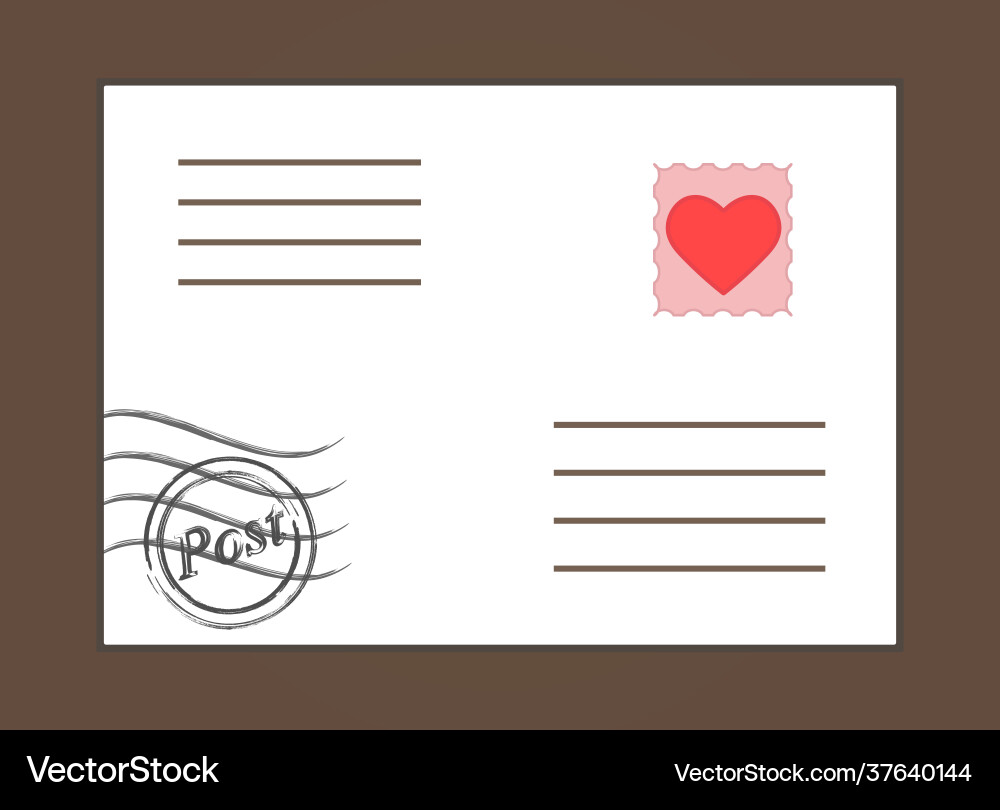 Cute white sealed envelope with heart stamp Vector Image