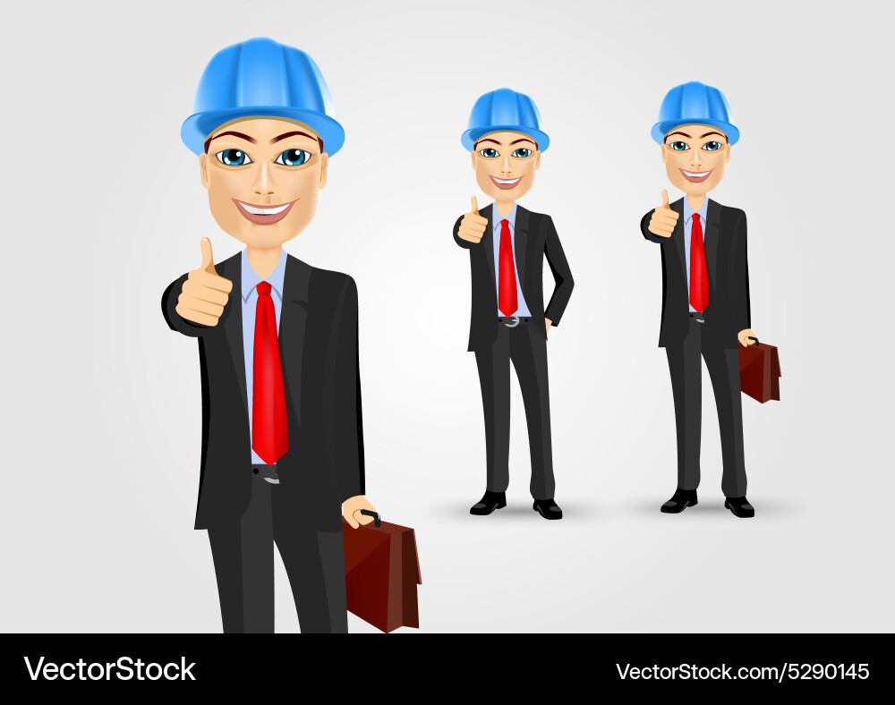 Engineer with briefcase giving thumbs up Vector Image
