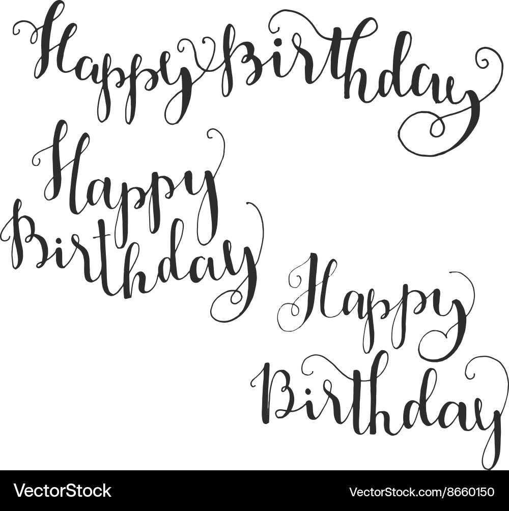 Happy Birthday Brush Script Style Hand lettering Vector Image