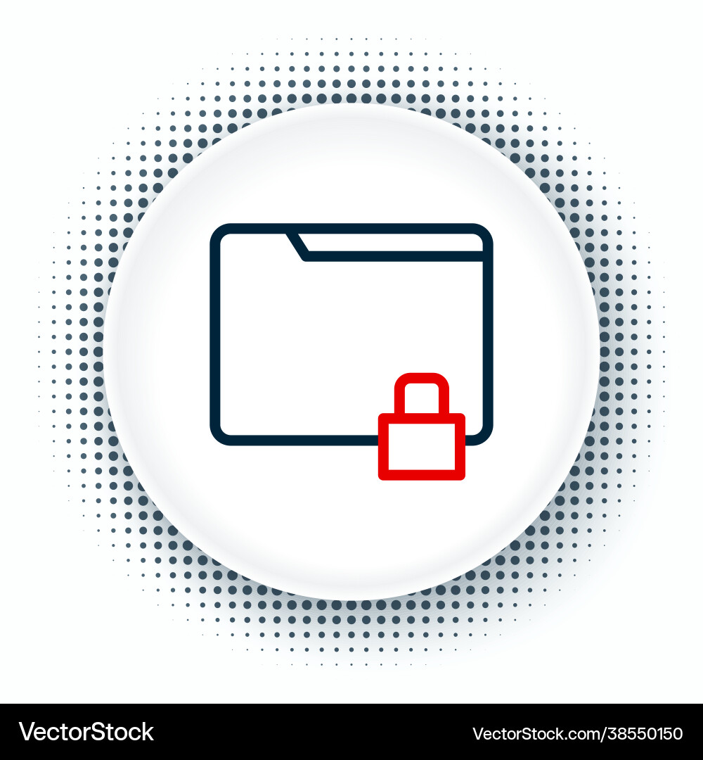 Line folder and lock icon isolated on white Vector Image