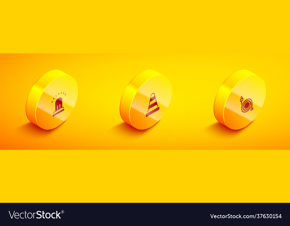 Set isometric ringing alarm bell traffic cone Vector Image Set isometric ringing alarm bell traffic cone Vector Image