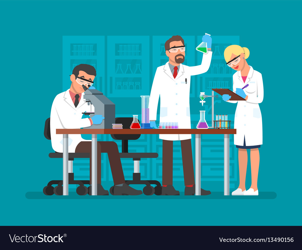 Scientists working Royalty Free Vector Image - VectorStock