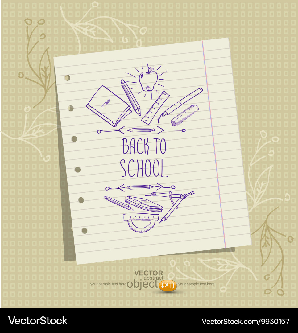Sheet notebook and school pictures sketches Vector Image