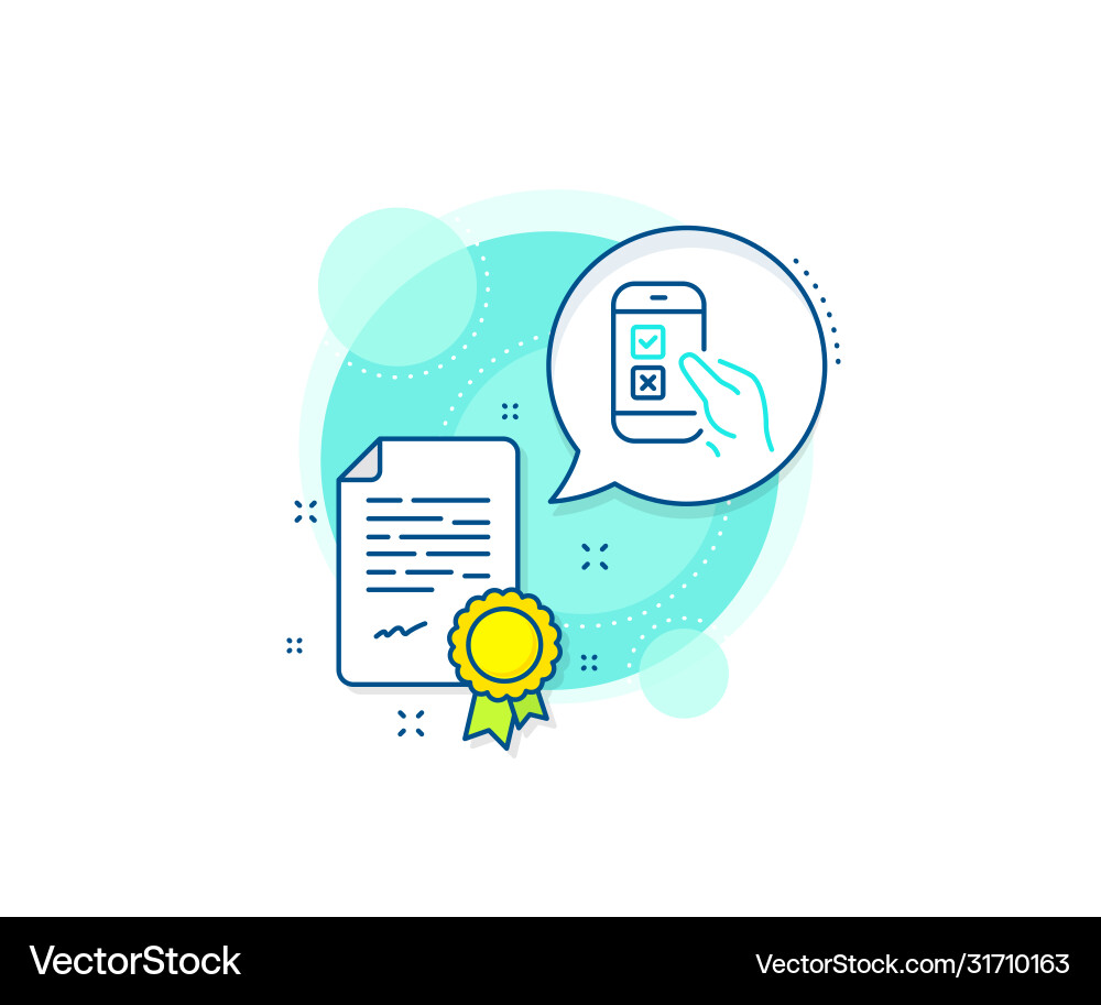 Mobile survey line icon select answer sign Vector Image