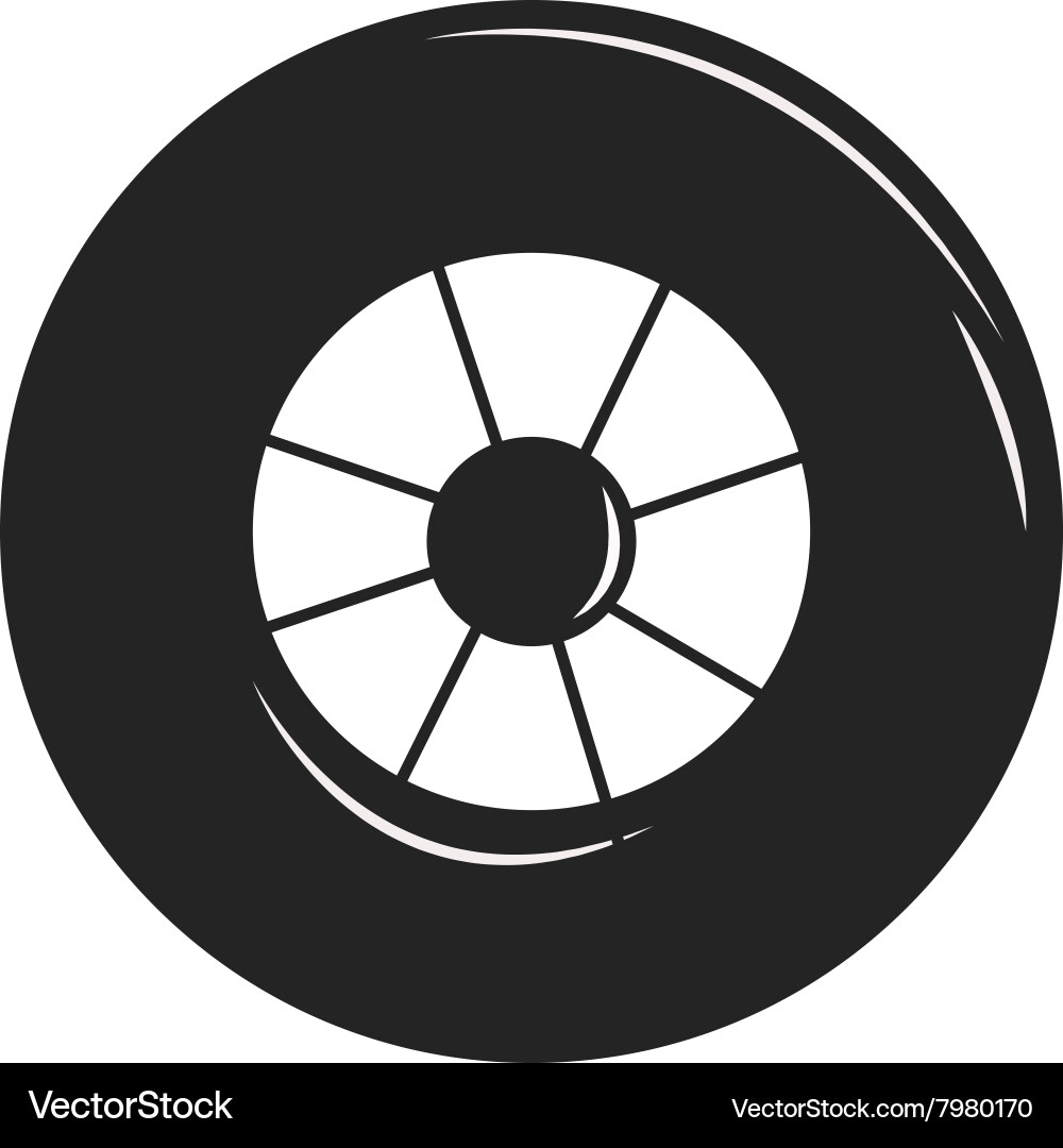 Car wheel cartoon flat on Royalty Free Vector Image